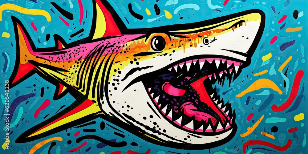 shark drawing an illustration of a shark drawing in a bold and graphic ...