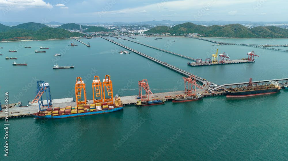 small distribution port in sea and pedestrian bridge to conect between ...