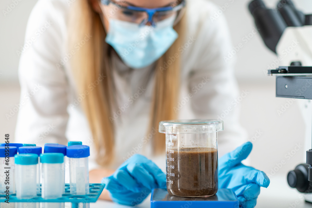 Preparing fecal transplant liquid in the lab. This technique holds ...