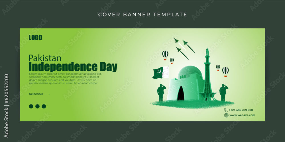 Vector illustration of Happy Pakistan Independence Day Facebook cover ...