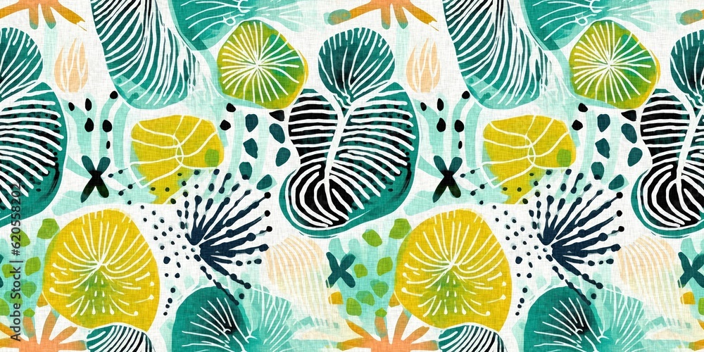 Seamless trendy underwater shell clam repeat background. Tropical ...