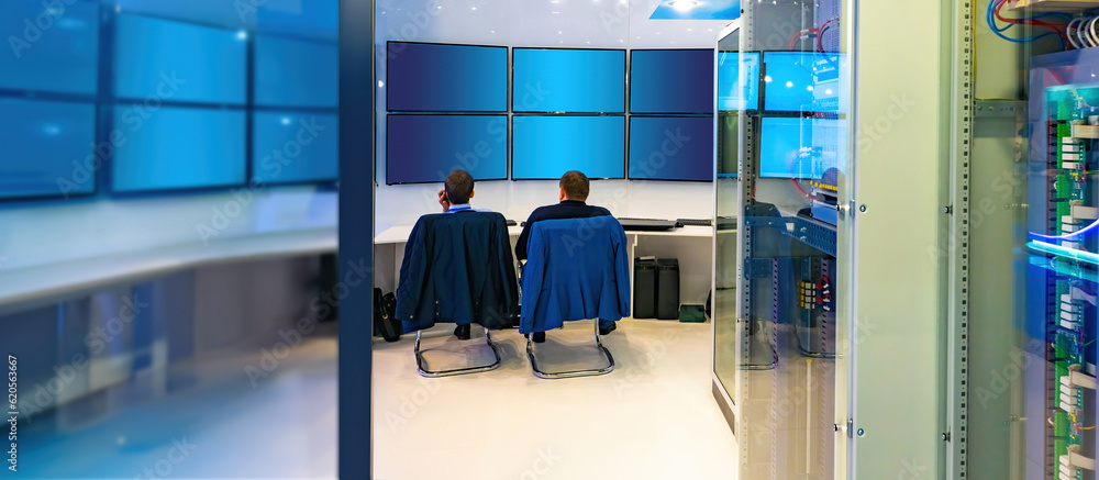 Dispatch center. Room for monitoring operation of enterprise. Lots of ...