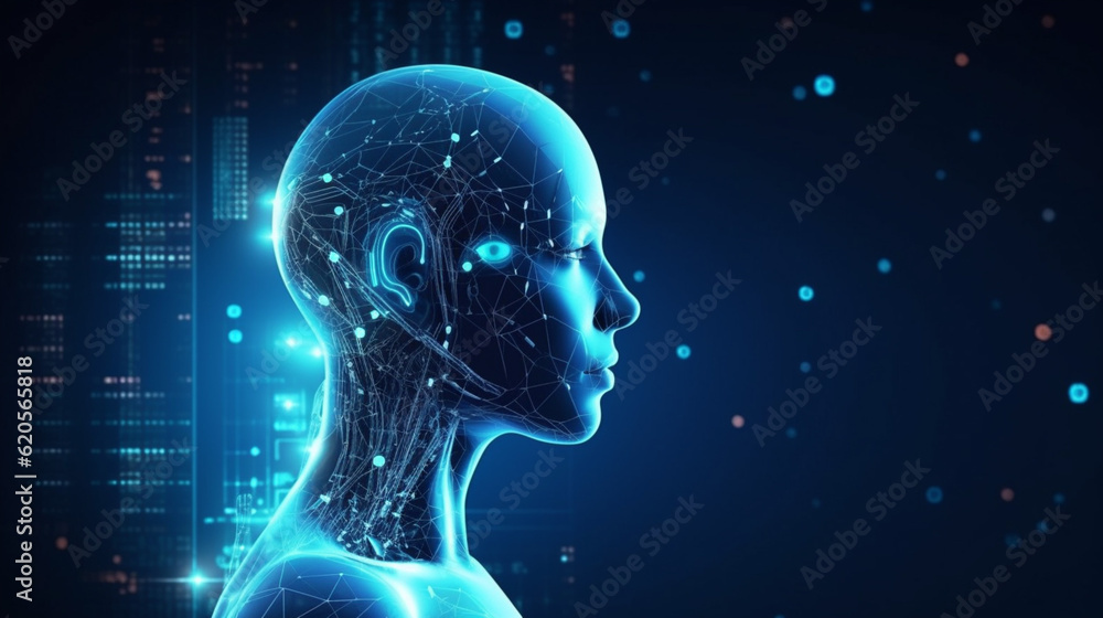 hand touching robotic transparent technology display ,digital ...