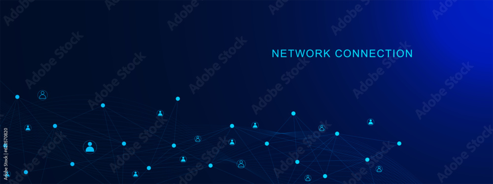 Customer network connection concept with connecting dots and lines and ...