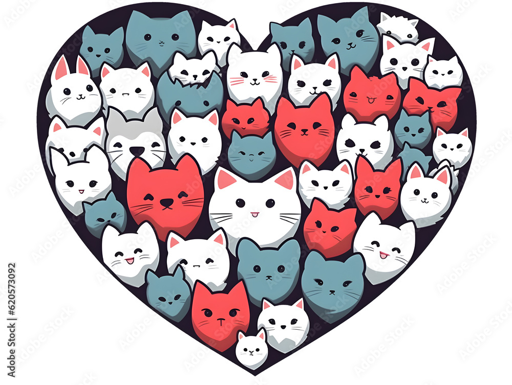 heart made of cats, clipart isolated on transparent background ...