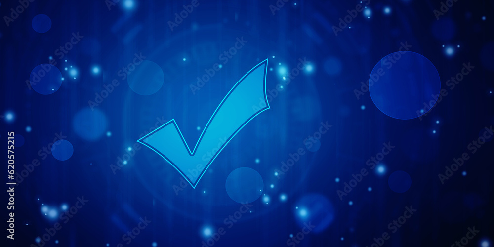 Check mark symbol in digital background, Technology abstract background ...