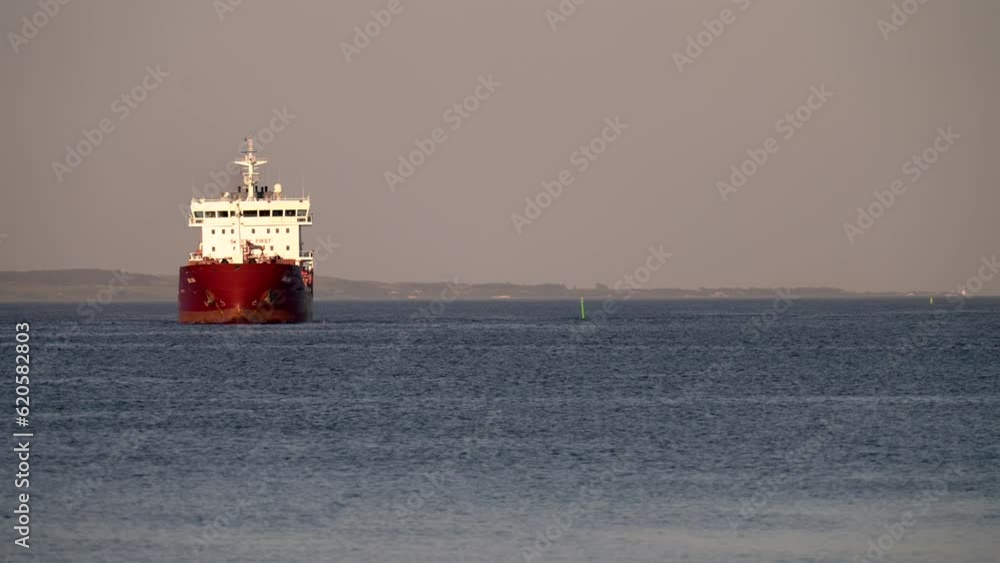 A containerized cargo ship enters the port for unloading. Big container ...