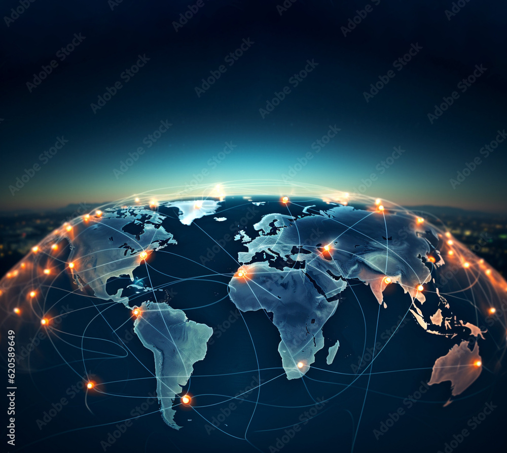 Map displaying a global network of users, emphasizing collective desire ...