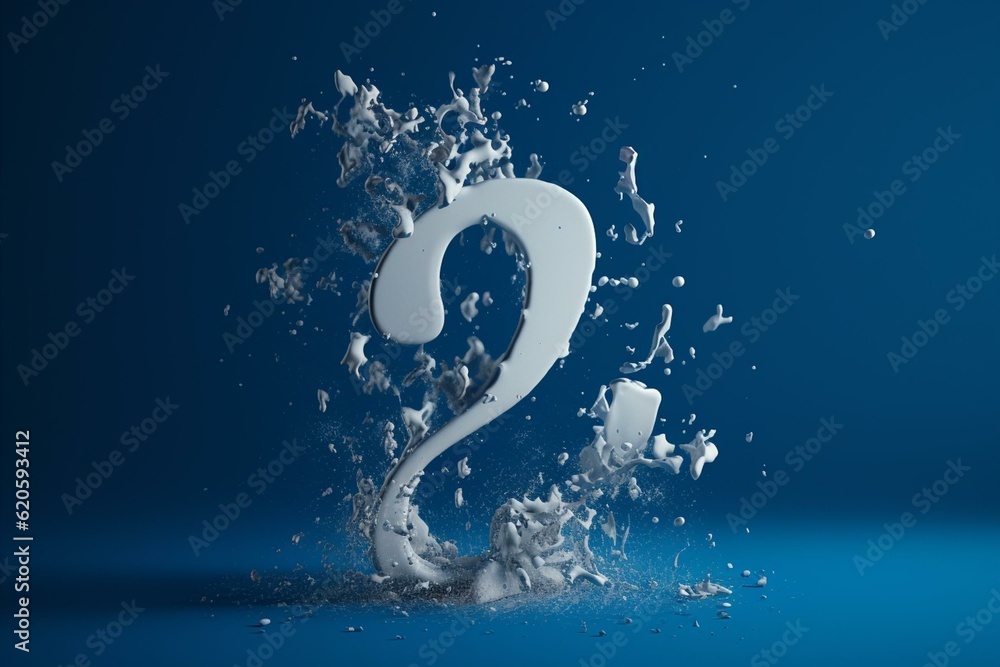 Blue background with white abstract question mark splash. Tech-made ...