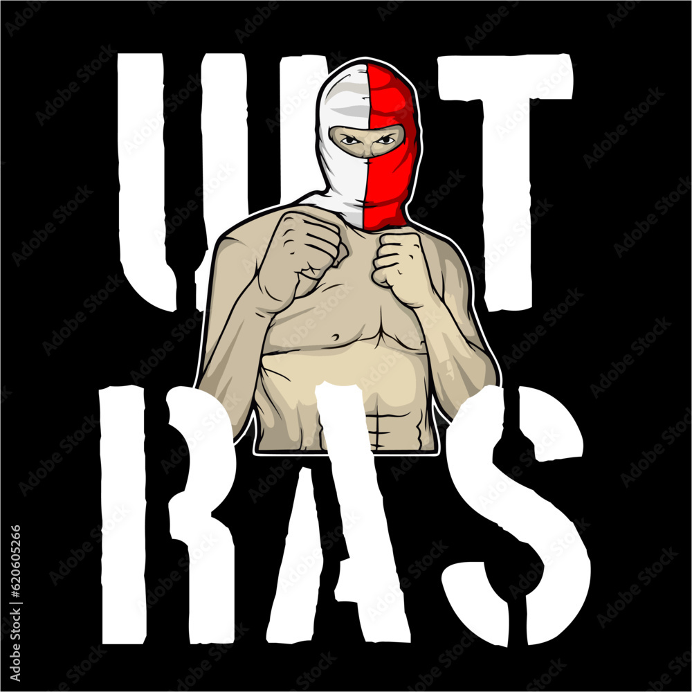 Poster Vector Ultras Football Hooligans Fighter style with red white ...