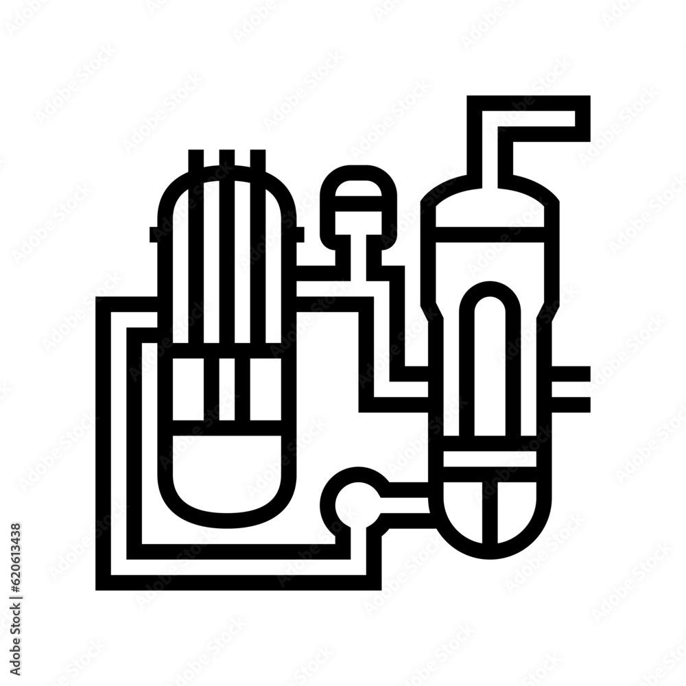 pressurized water reactor nuclear energy line icon vector. pressurized ...