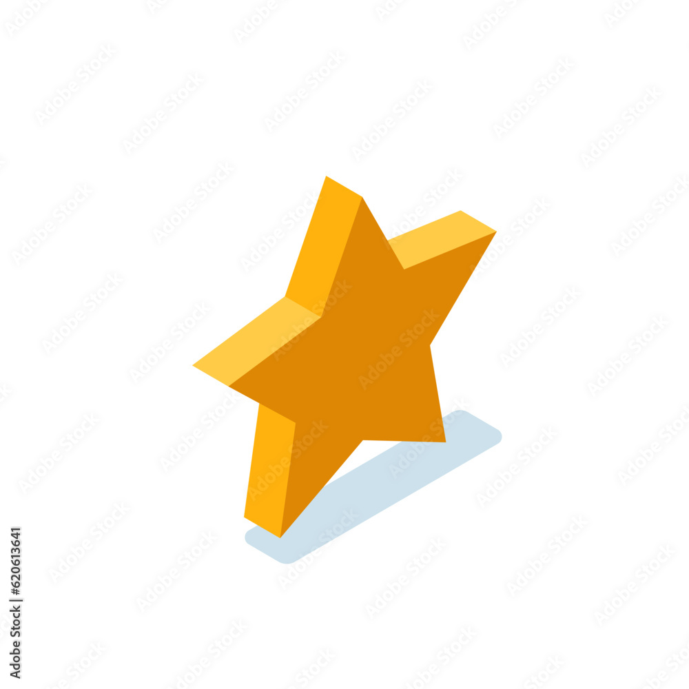 isometric star icon in black color on white background, rating and ...