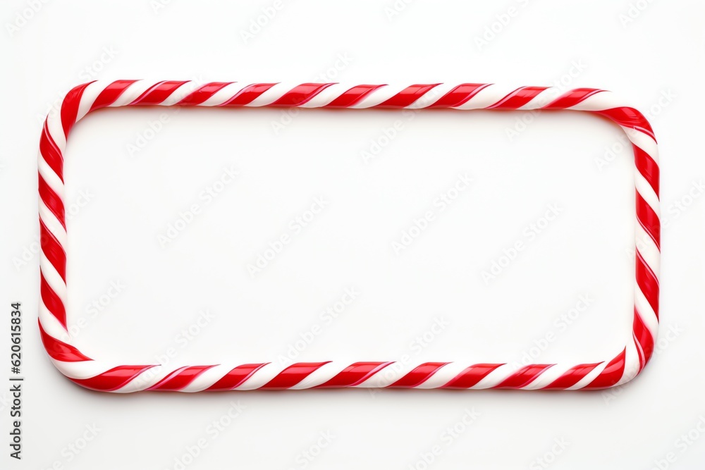 Christmas candy cane square frame with red and white striped. Xmas ...