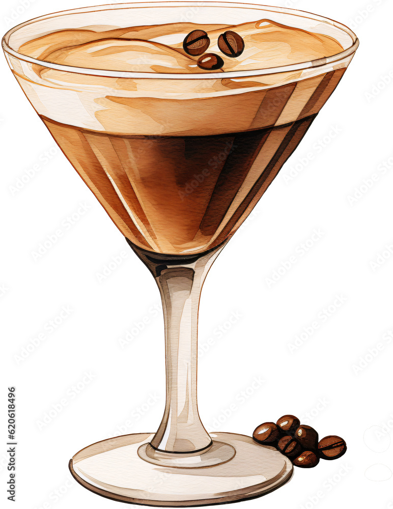 Watercolor Clipart of Espresso Martini Stock Illustration | Adobe Stock