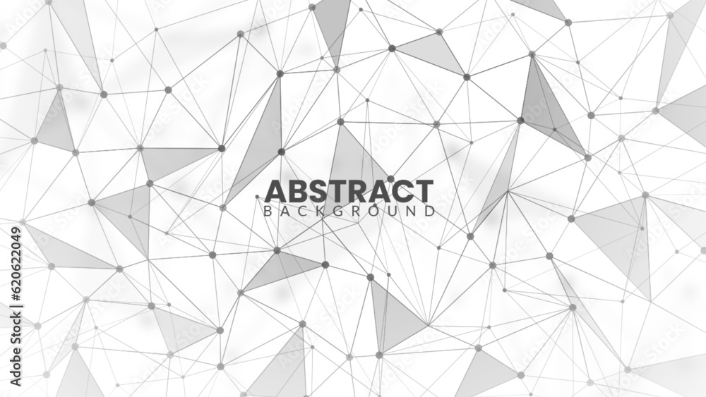 Abstract polygonal mesh on a white background. Digital data science wallpaper, plexus lines, and ...