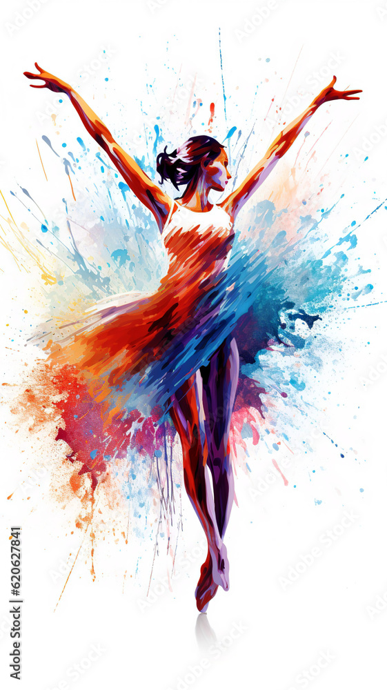 Watercolor abstract representation of rhythmic gymnastics. Rhythmic ...