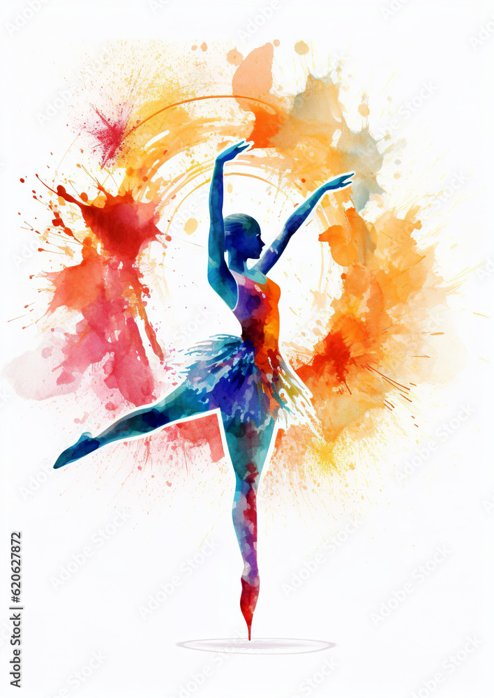 Watercolor abstract representation of rhythmic gymnastics. Rhythmic ...