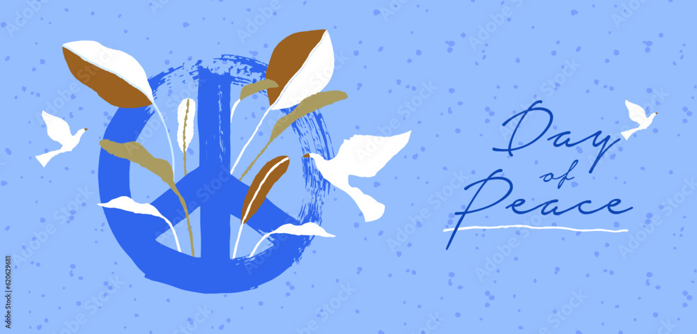 Vetor de International day of peace, banner design with peace symbol ...