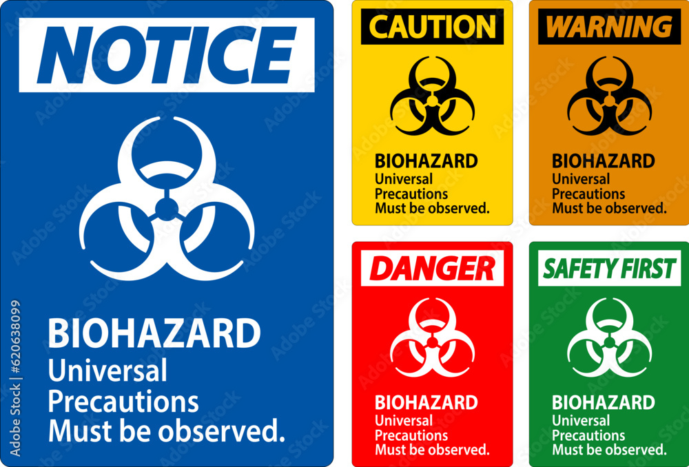 Biohazard Warning Label Biohazard Universal Precautions Must Be ...