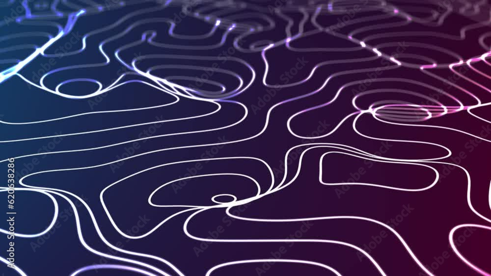 Multilayer 3D stroke line map animation effect with blue purple ...