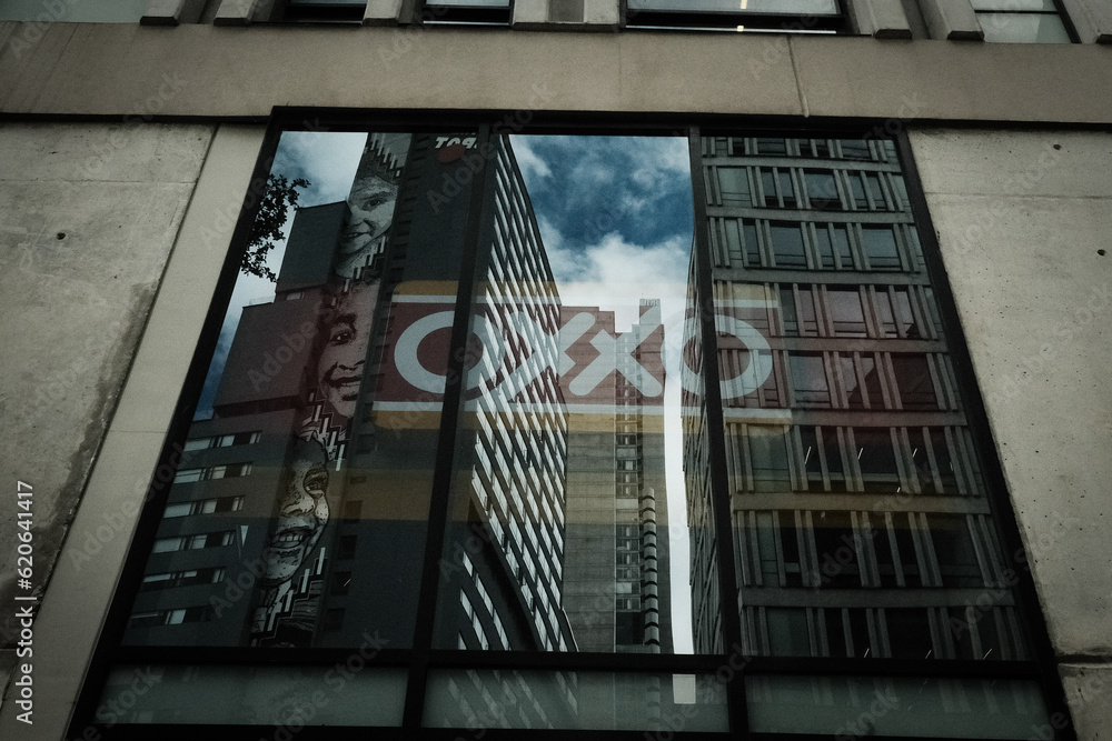 OXXO supermarket chain famous in Latin America with reflection of ...