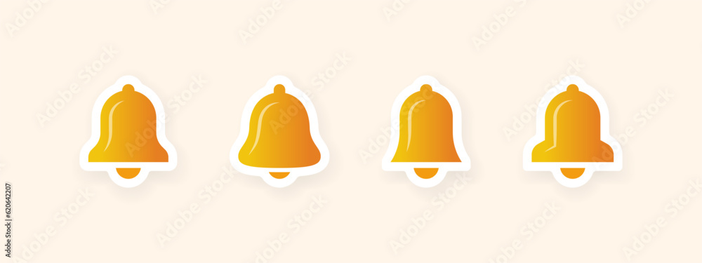 Yellow bells icons. Notification bell icons stickers. Vector scalable ...