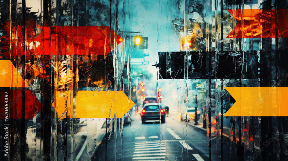 Abstract representation of universal traffic signs, appearing as if ...