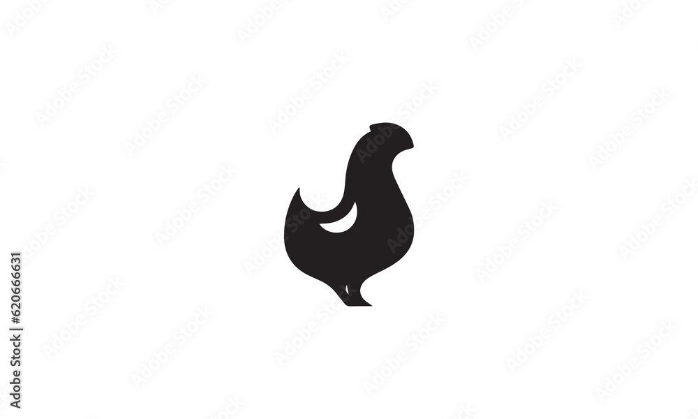 chicken logo design black simple flat icon on white background Stock ...