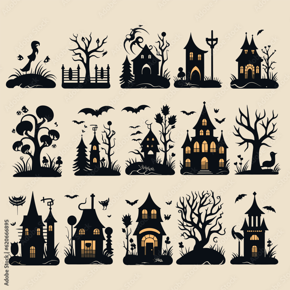 helloween set vector illustration collection design halloween Stock ...
