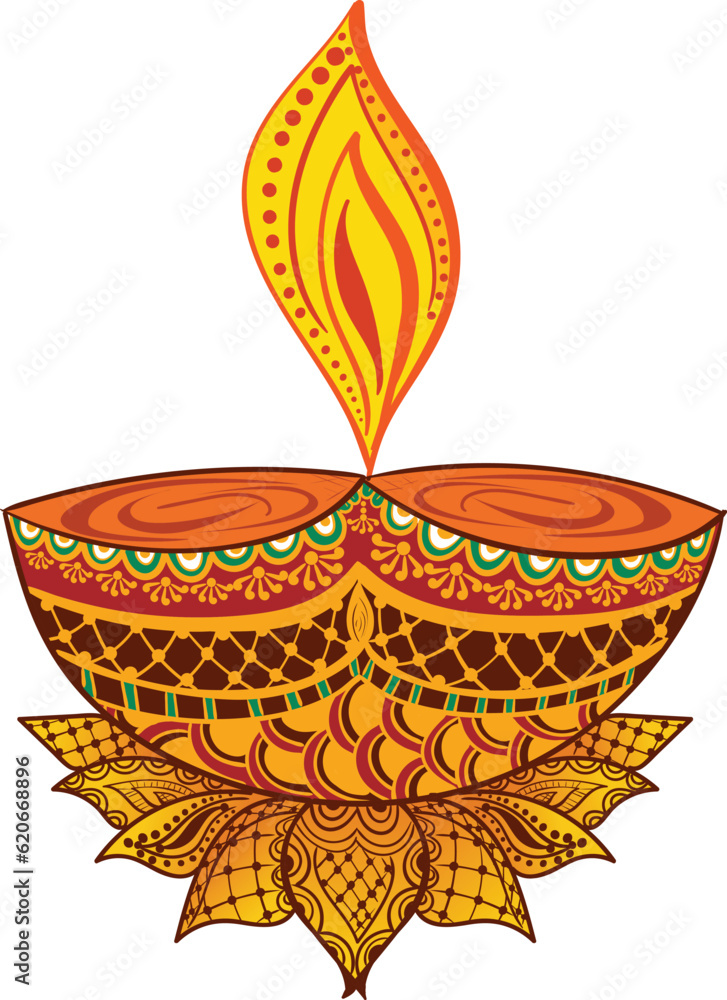 Illustration of burning diya for Diwali festival, beautiful header ...