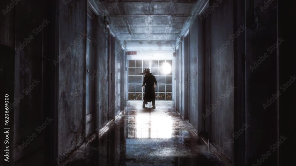 Ghostly Creepy Figure Haunted House Glitch Eerie Scene Traveling Shot ...