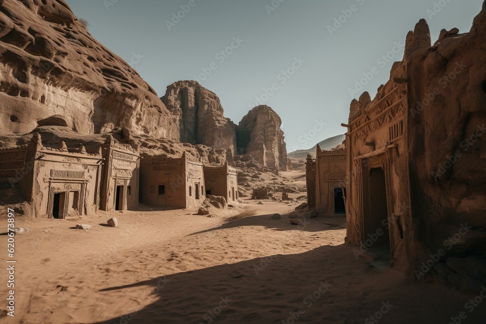Desert buildings of Al-Ula in Saudi Arabia made of mud bricks ...
