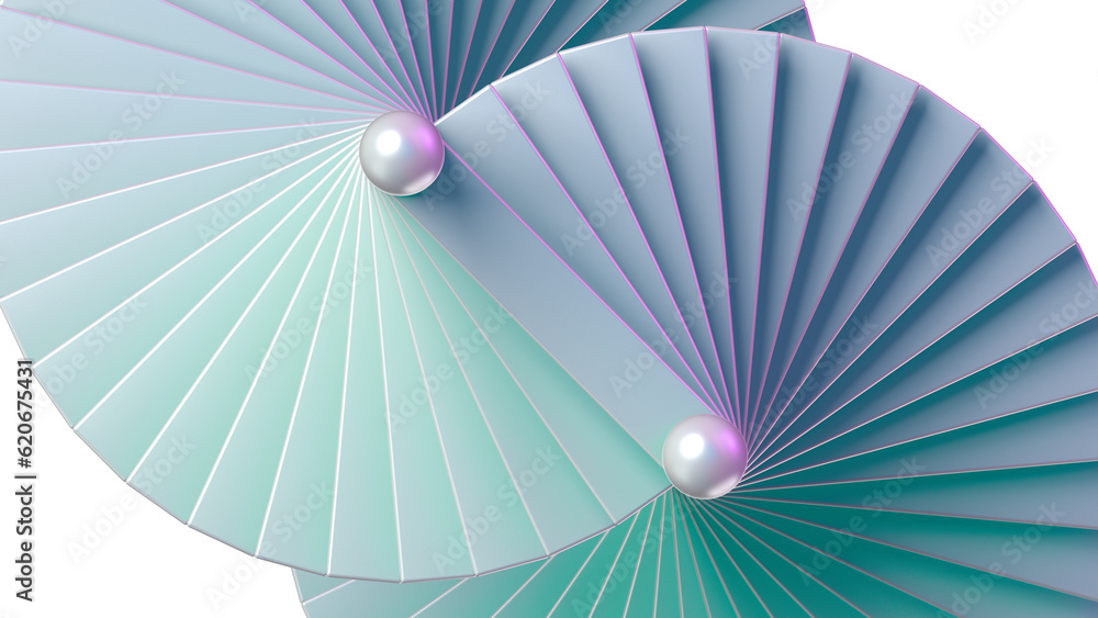 Symmetry stepped fan and two pearls. Stock Illustration | Adobe Stock