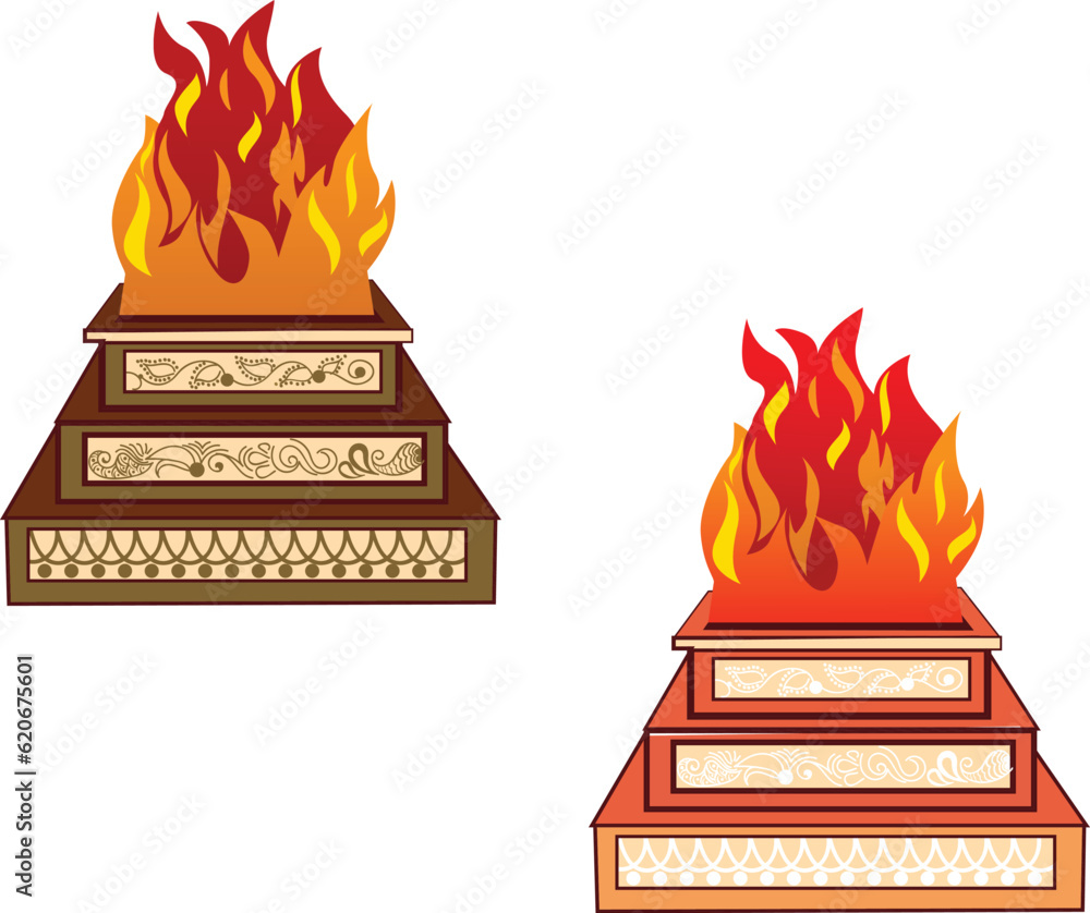 Indian wedding clip art of decorative havan design with kalash ...