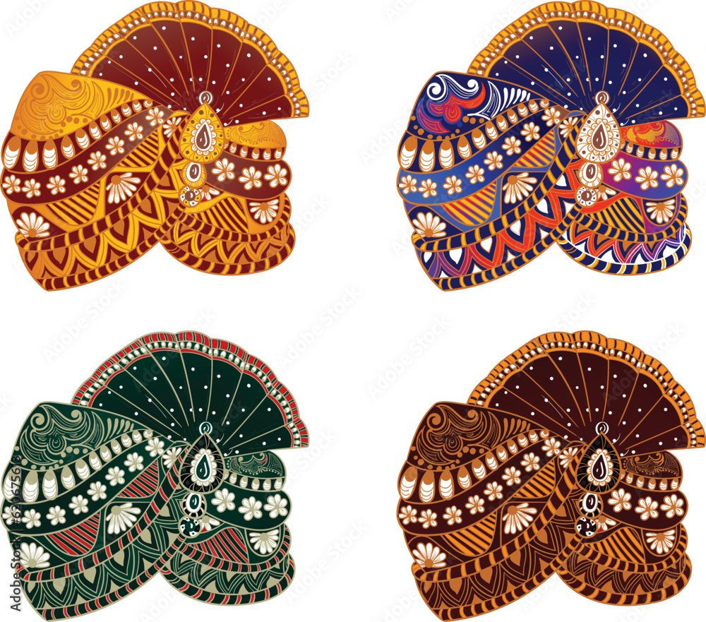 Vetor do Stock: Indian wedding symbol Safa vector illustration colour ...