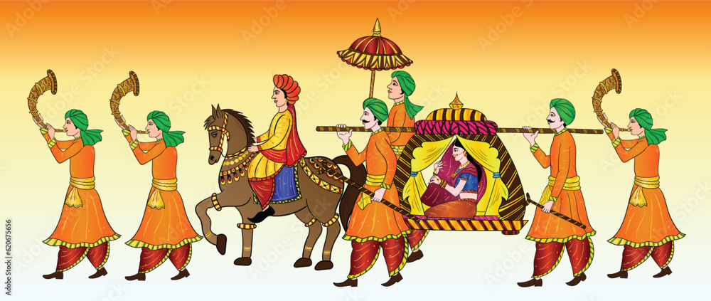Indian wedding baraat clip art people enjoying and dancing. Indian ...