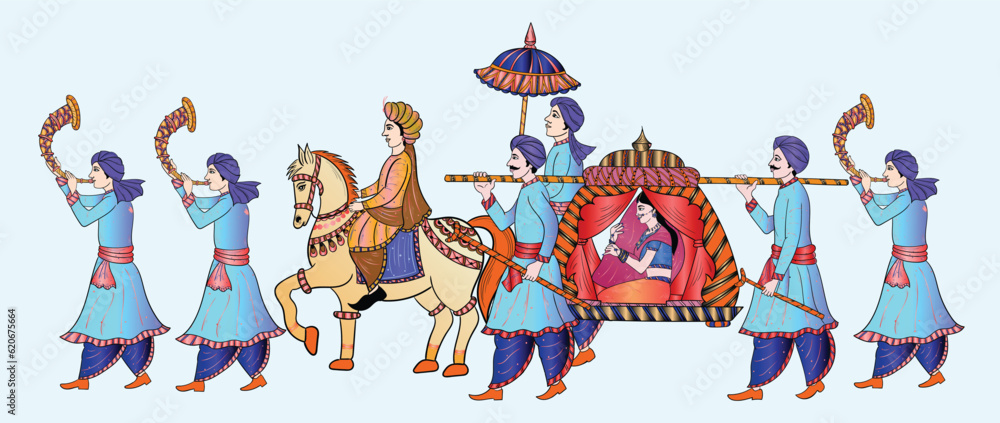 Indian wedding baraat clip art people enjoying and dancing. Indian ...