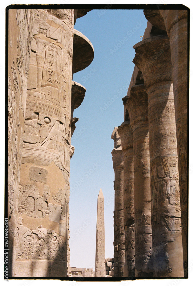 Obelisk between columns at Karnak Temple Stock Photo | Adobe Stock