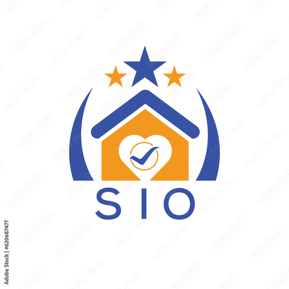 SIO House logo Letter logo and star icon. Blue vector image on white ...