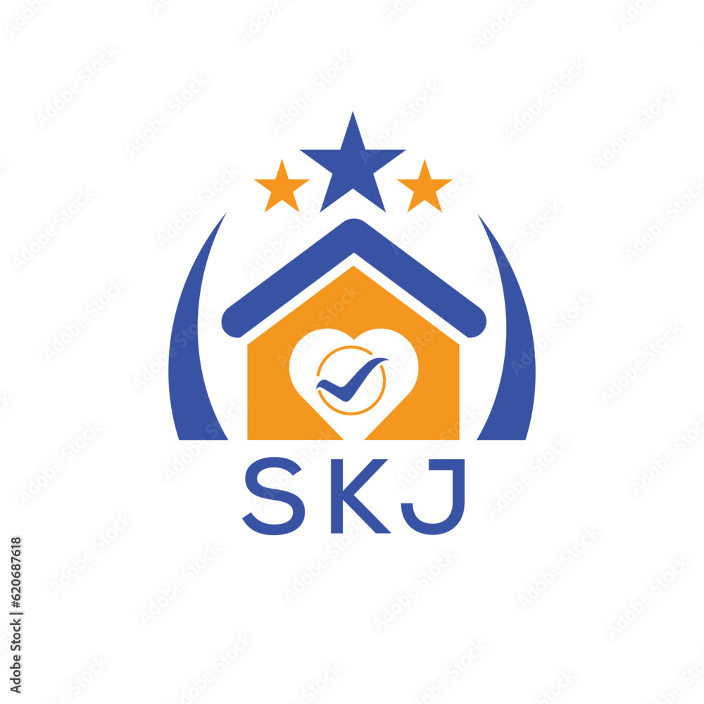 SKJ House logo Letter logo and star icon. Blue vector image on white ...