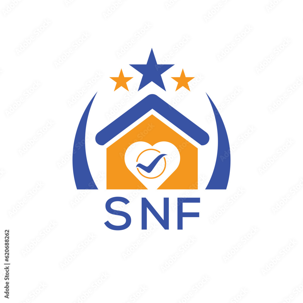 SNF House logo Letter logo and star icon. Blue vector image on white ...