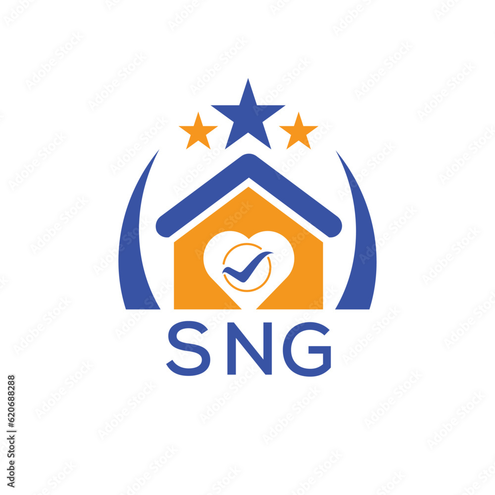 SNG House logo Letter logo and star icon. Blue vector image on white ...