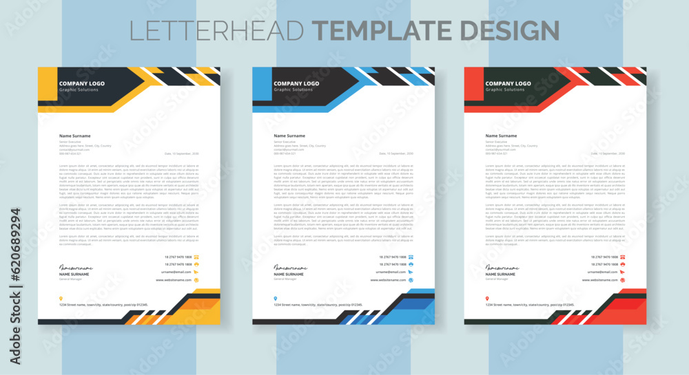 corporate modern letterhead design template with Cyan, blue and red color. creative modern ...