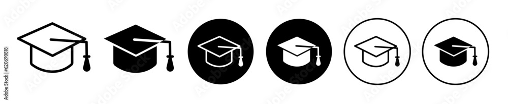 Graduation cap icon set. university graduate hat vector set. final ...