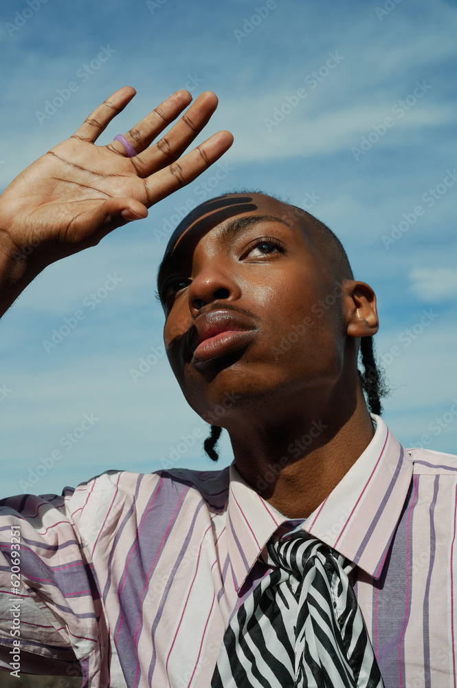 Portrait of Feminine Young Black Man Genderless Stock Photo | Adobe Stock
