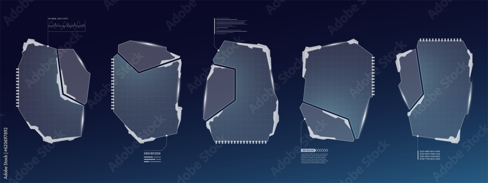 HUD digital futuristic user interface frame set. Sci Fi high tech ...