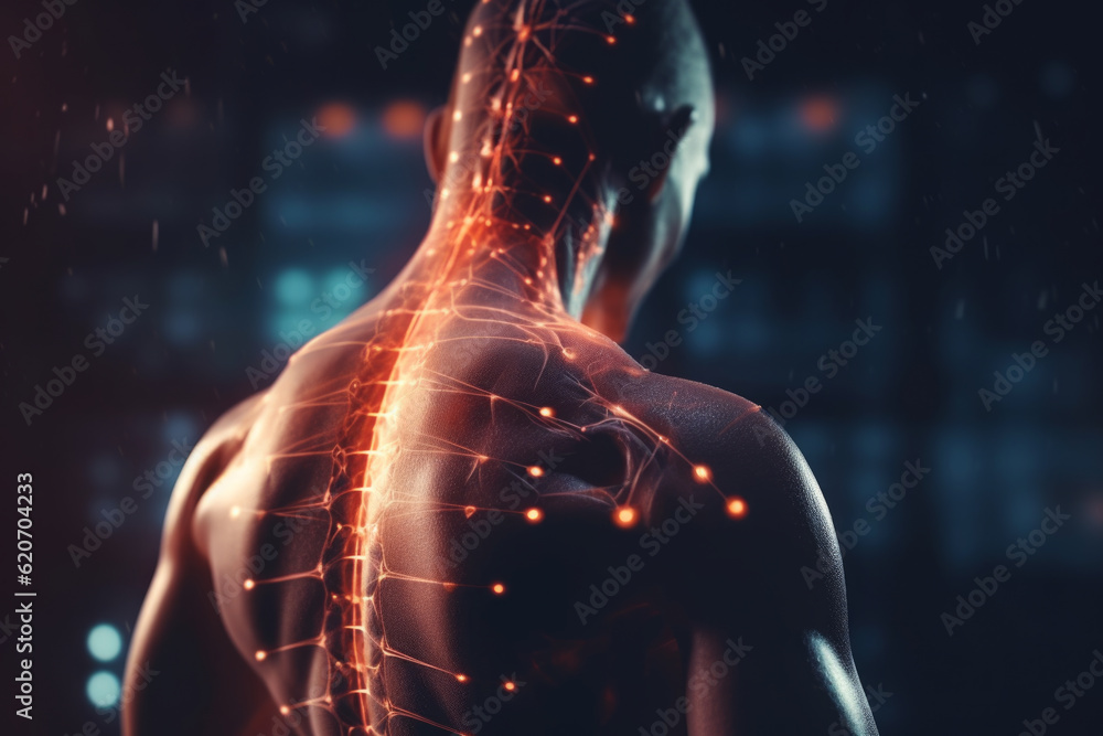 spine or spinal cord, as well as the nervous system located behind the ...