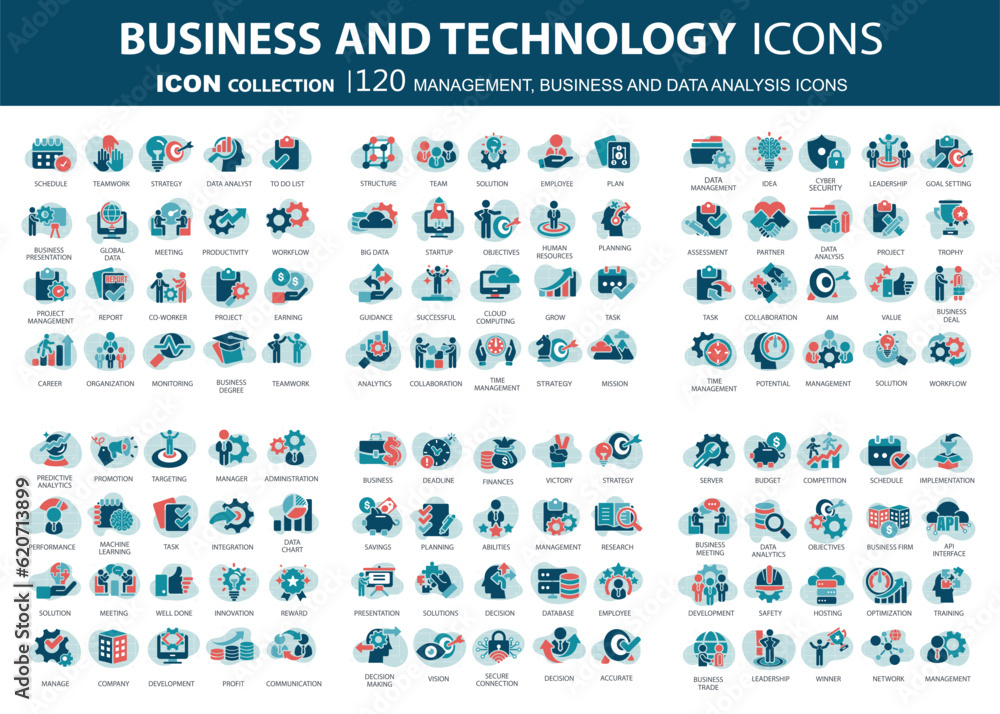 Vetor de Business, data analysis, organization management and ...