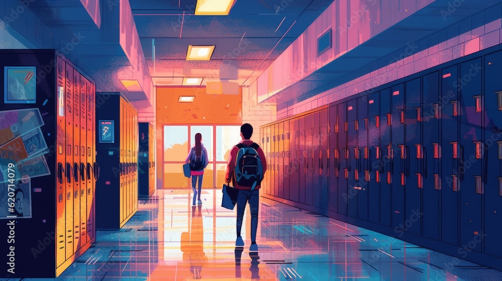 students leaving school, on the day back to school, picking up their ...