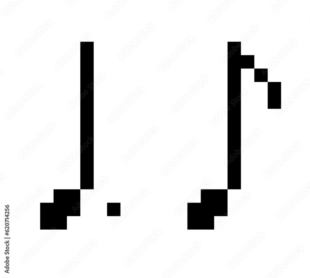Transparent pixel musical notes illustration. Logo design. Music sound ...